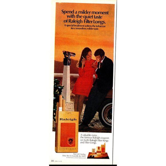 Raleigh | Art | 97 Raleigh Cigarettes Vintage Print Ad Romantic Sunset ...